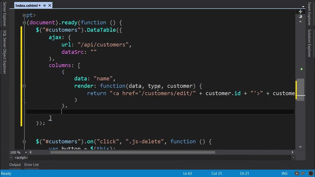 ASP.NET MVC-5 7.7 Client side development - DataTables with Ajax Source - YouTube