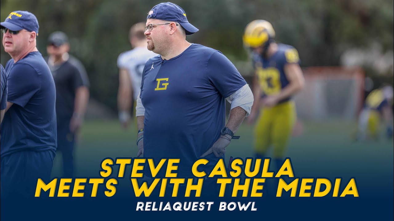 Michigan football acting OC Steve Casula press conference at ReliaQuest ...