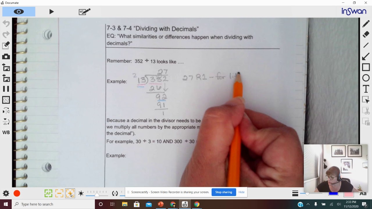 Math 6A Lesson 7-3 & 7-4 "Dividing with Decimals" - YouTube