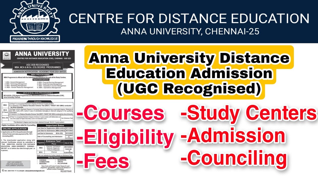 Anna University Centre for Distance Education full details about ...