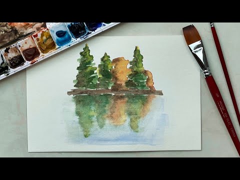Paint Tree Reflections On Water (Simple Watercolor Tutorial) - YouTube