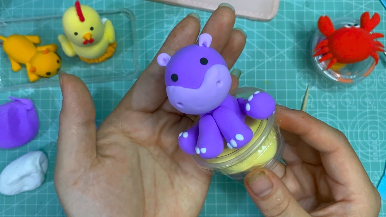 How to make a HIPPO with clay | Polymer Clay Art | Easy Clay Animals ...