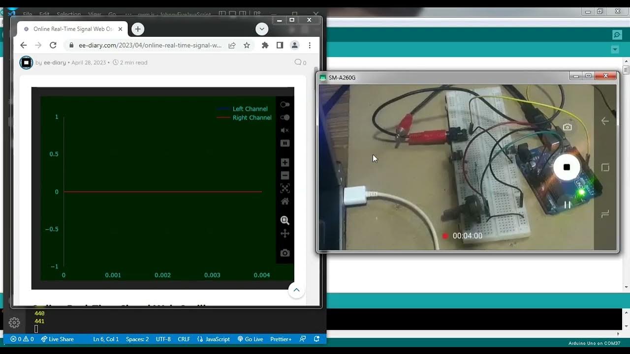 Johnny-five Arduino PWM signal on web oscilloscope - YouTube
