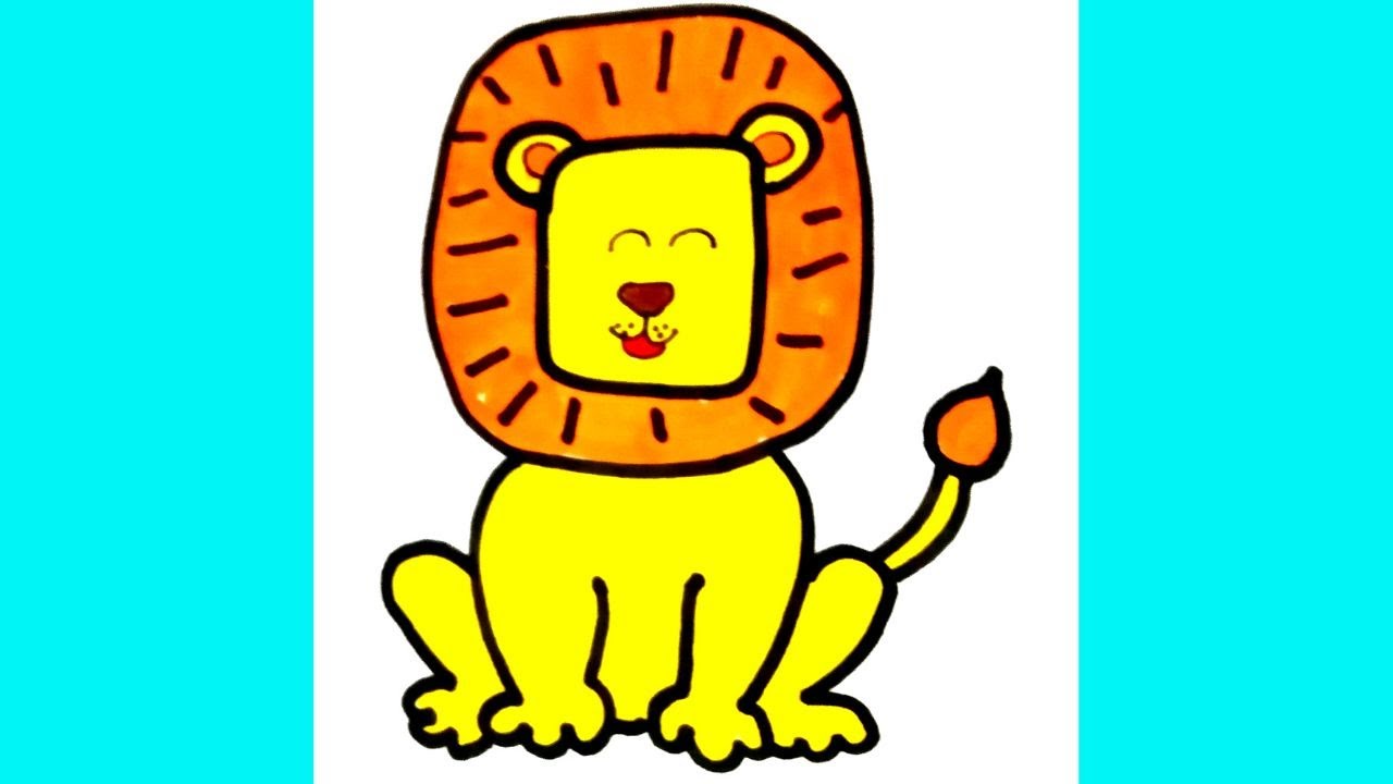 Como desenhar um LEÃO para crianças/Como dibujar un leon para niños/how ...