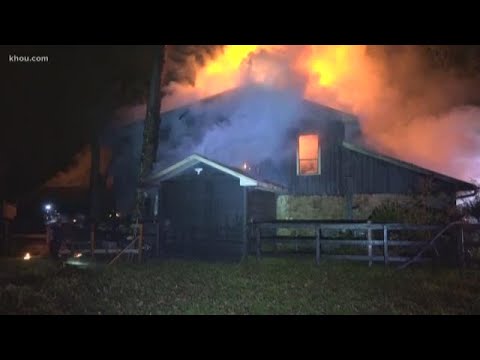 5-ton AC unit falls through ceiling as firefighters battle house fire ...