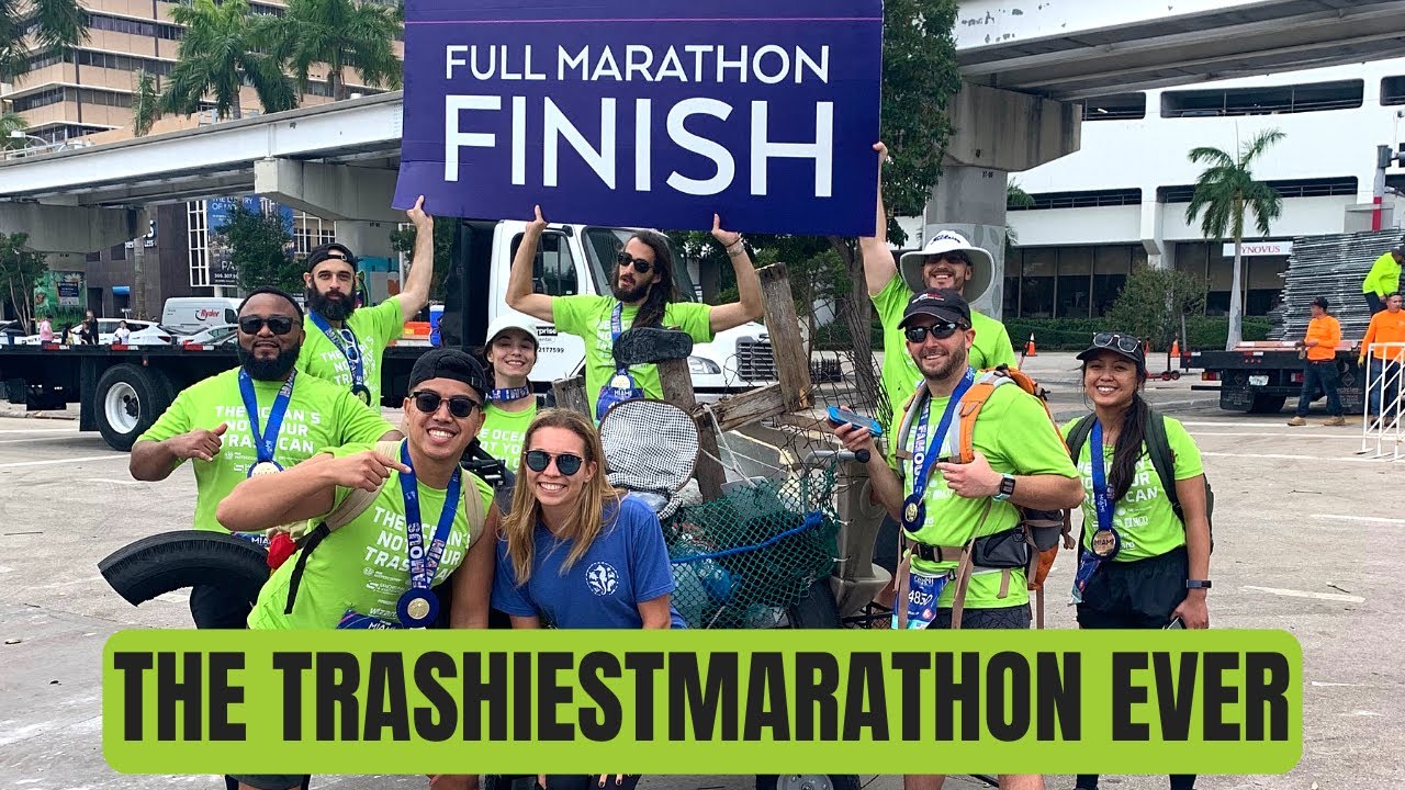 We Hauled 135 Lbs of Trash Through a Marathon - YouTube