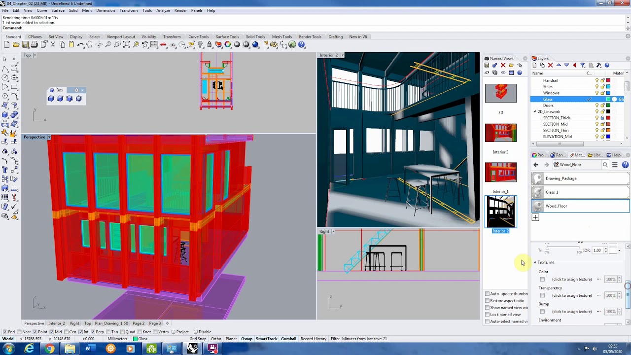 Interior View_Part 2_Texturing within Rhino - YouTube