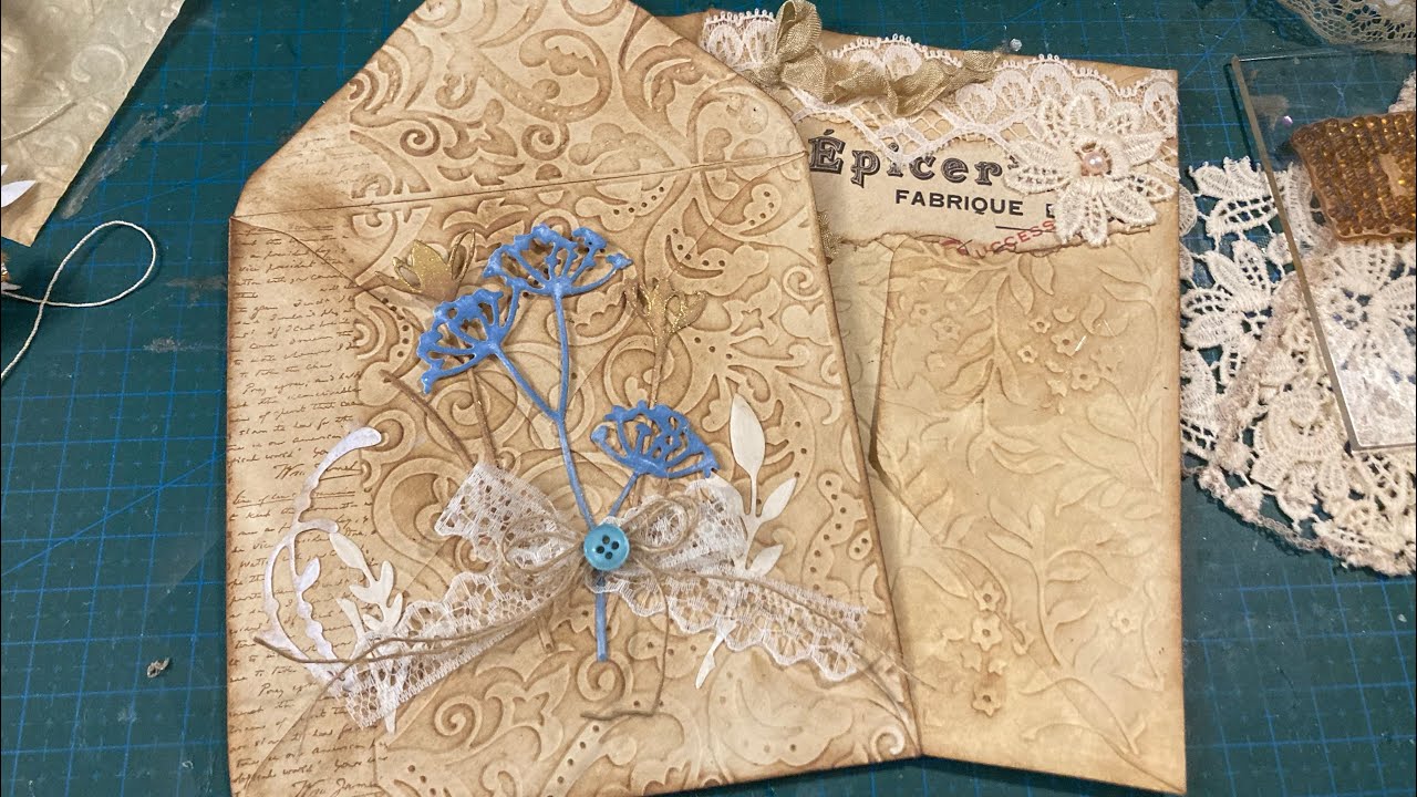 Making pretty vintage style envelopes - YouTube