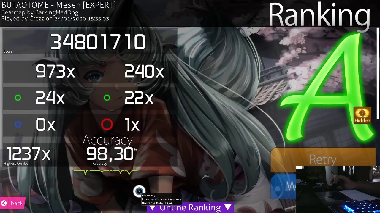 [osu!] Mesen +HD 1x Miss - YouTube
