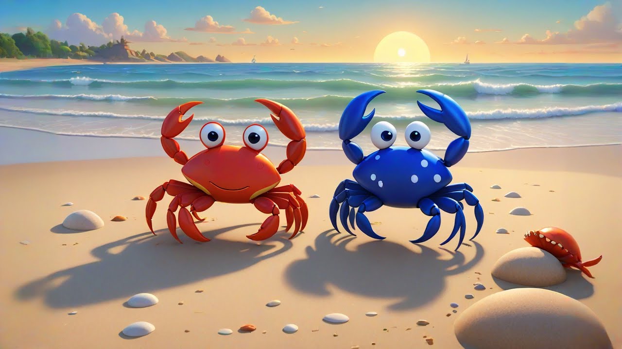 Six Little Crabs Dance in the Sand | Crab Song for Kids | Fun Beach ...