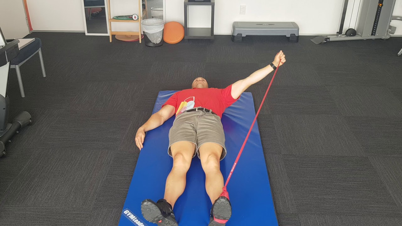 Supine Floor - TheraBand - (Clockwise) Shoulder Circumduction - YouTube