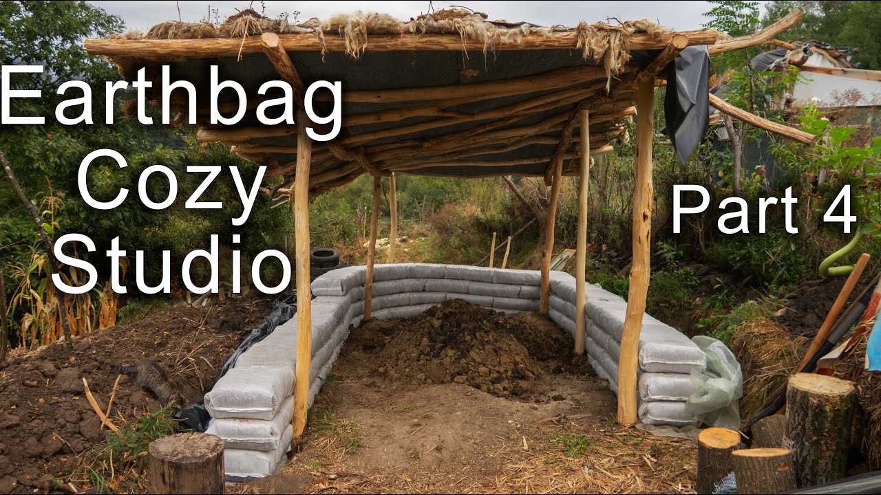Natural Tiny Studio | Part 4 | Earthbag walls | OFF-GRID | PERMACULTURE ...
