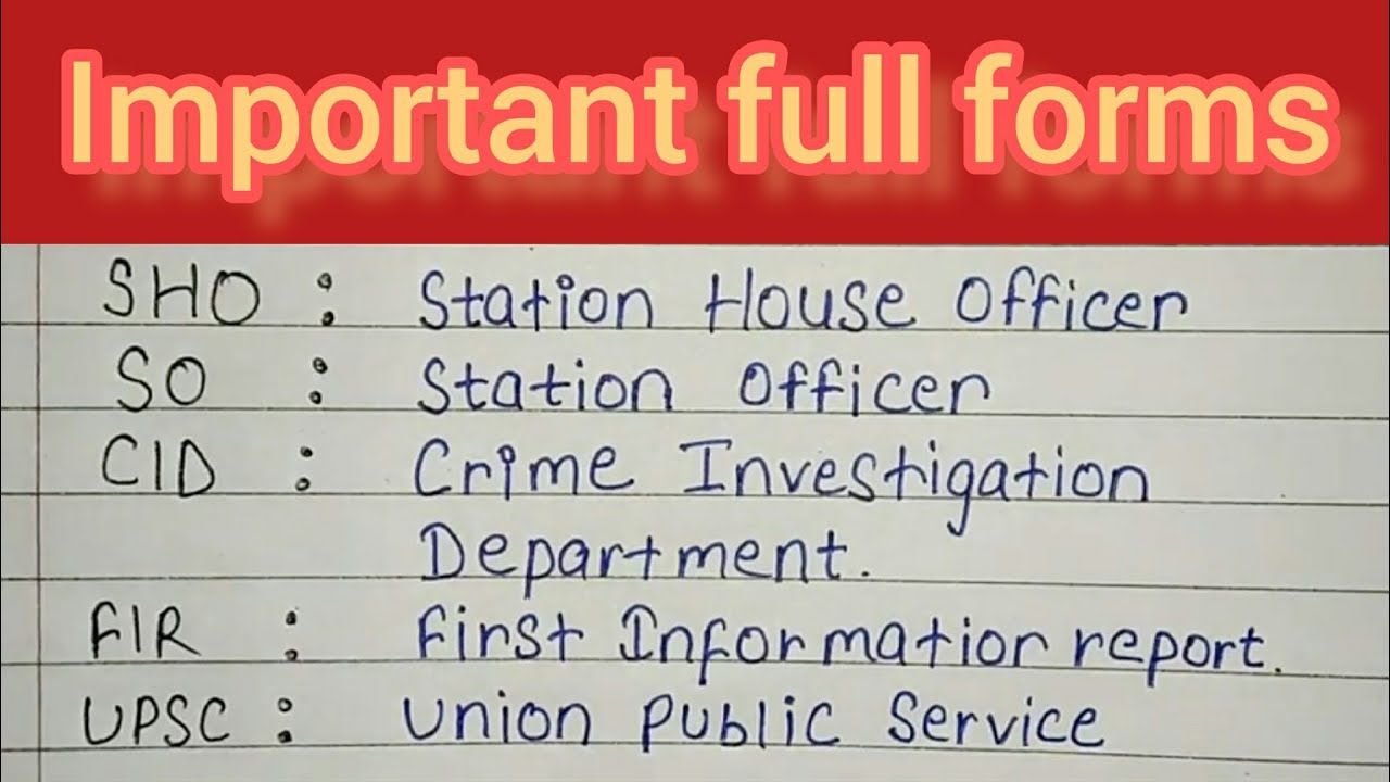 Most Important - Full Forms || SHO, SO, CID, IAS, IFS, SDM, DM, ASI ...