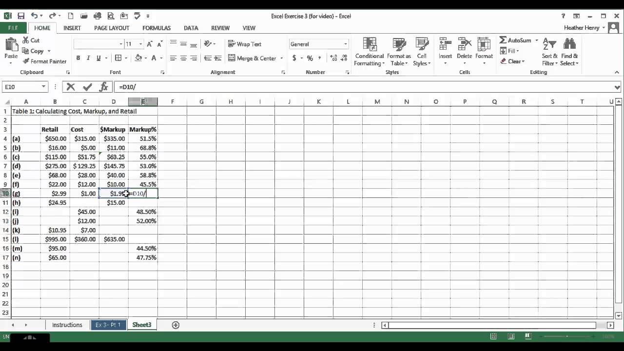 Excel Ex 3.3- MUs - YouTube