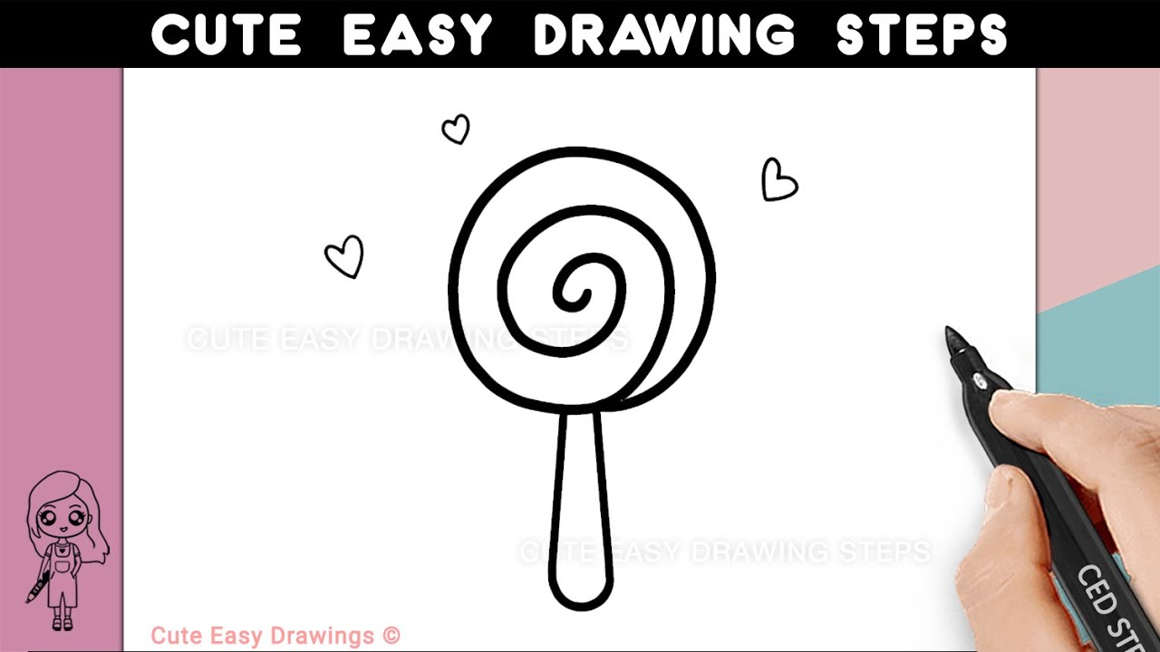 How to Draw a Cute Lollipop easy Drawing for Kids & Toddlers ️Step by ...