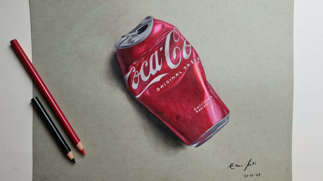Drawing of a Realistic Coke (Coca-cola) in Can - YouTube