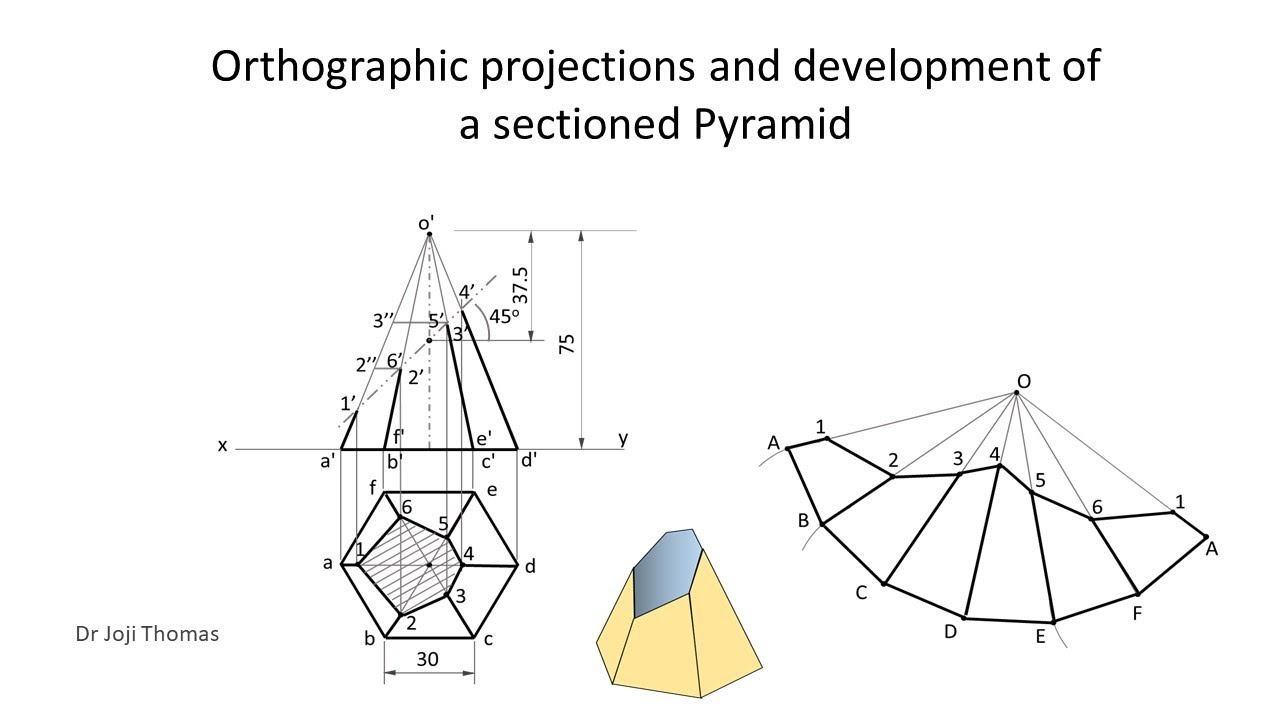 Projection and development of sectioned pyramid - YouTube