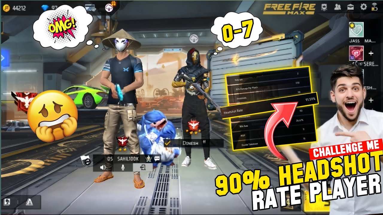 90% HEADSHOT RATE PLAYER 😎🔥 CHALLENGE ME 🤡😱||#freefire @NonstopGaming ...
