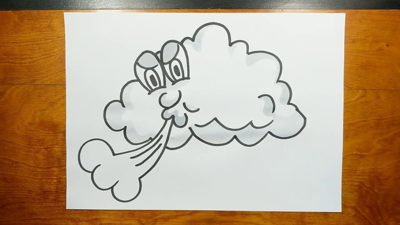 How to draw CARTOON WINDY CLOUD step by step - YouTube