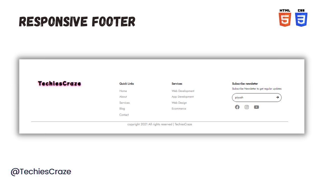 How To Make Responsive Footer Using Html And Css Techiescraze Code Scientist Youtube