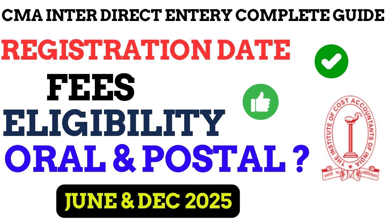 CMA Inter Direct Entry June & Dec 2025: A Complete - YouTube