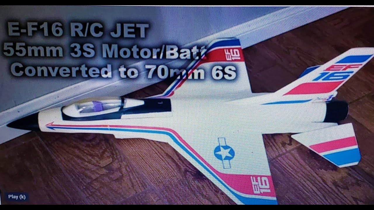 Phase 3 E-F16 RC EDF Jet Converted from 7v to 18v 1st test flight - YouTube