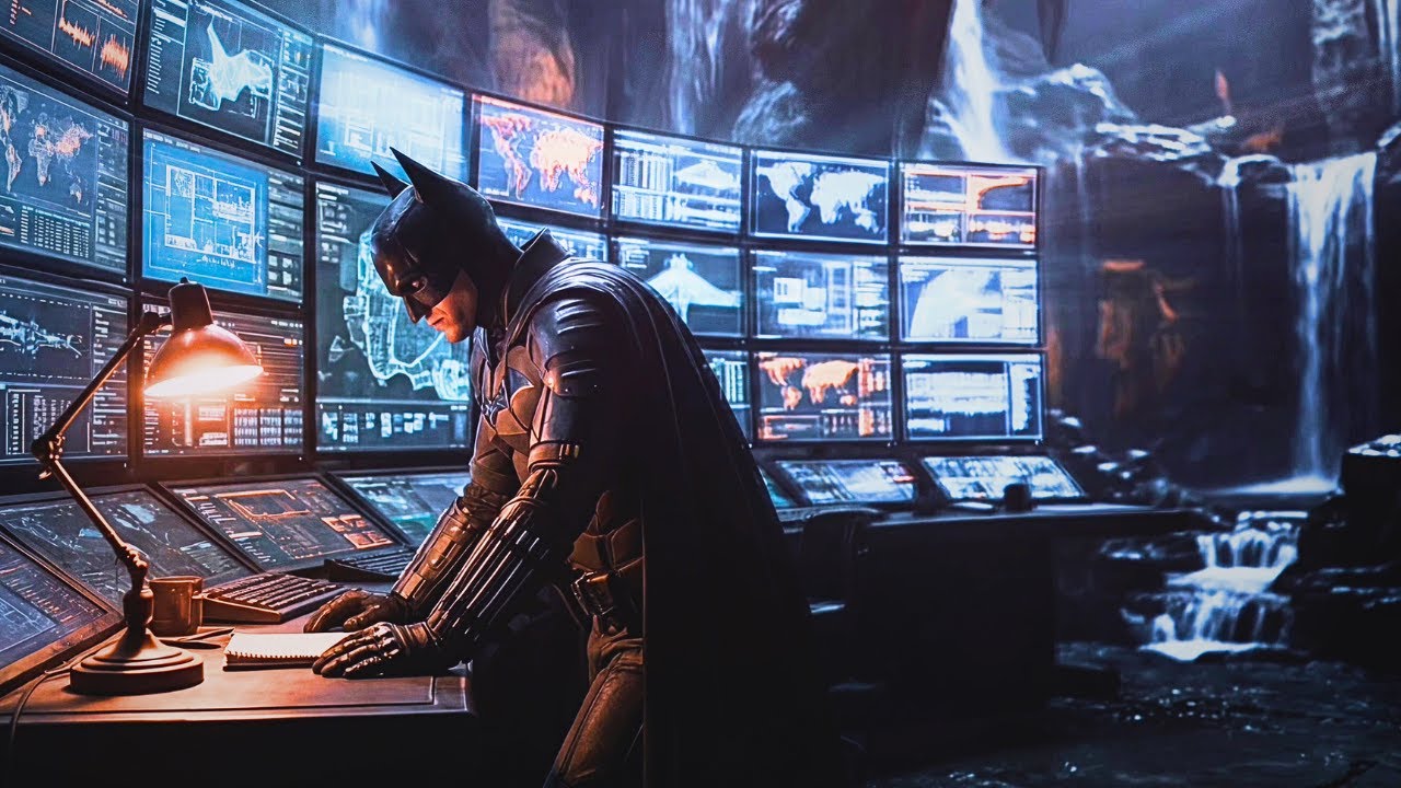 BATMAN NIGHT SHIFT: Batcave Ambience with Waterfalls 🦇 (Dark Drone ...