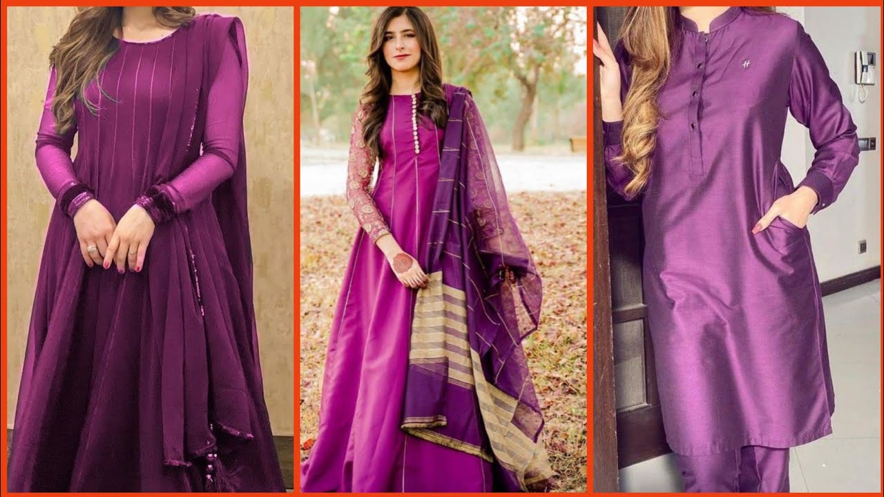 Beautiful Attractive Purple Dress Design | Stylish party wear purple ...