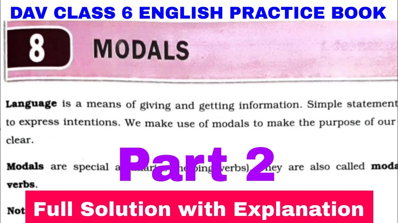 dav class 6 English Practice Book Chapter 8 Modals Solution Part 2 ...