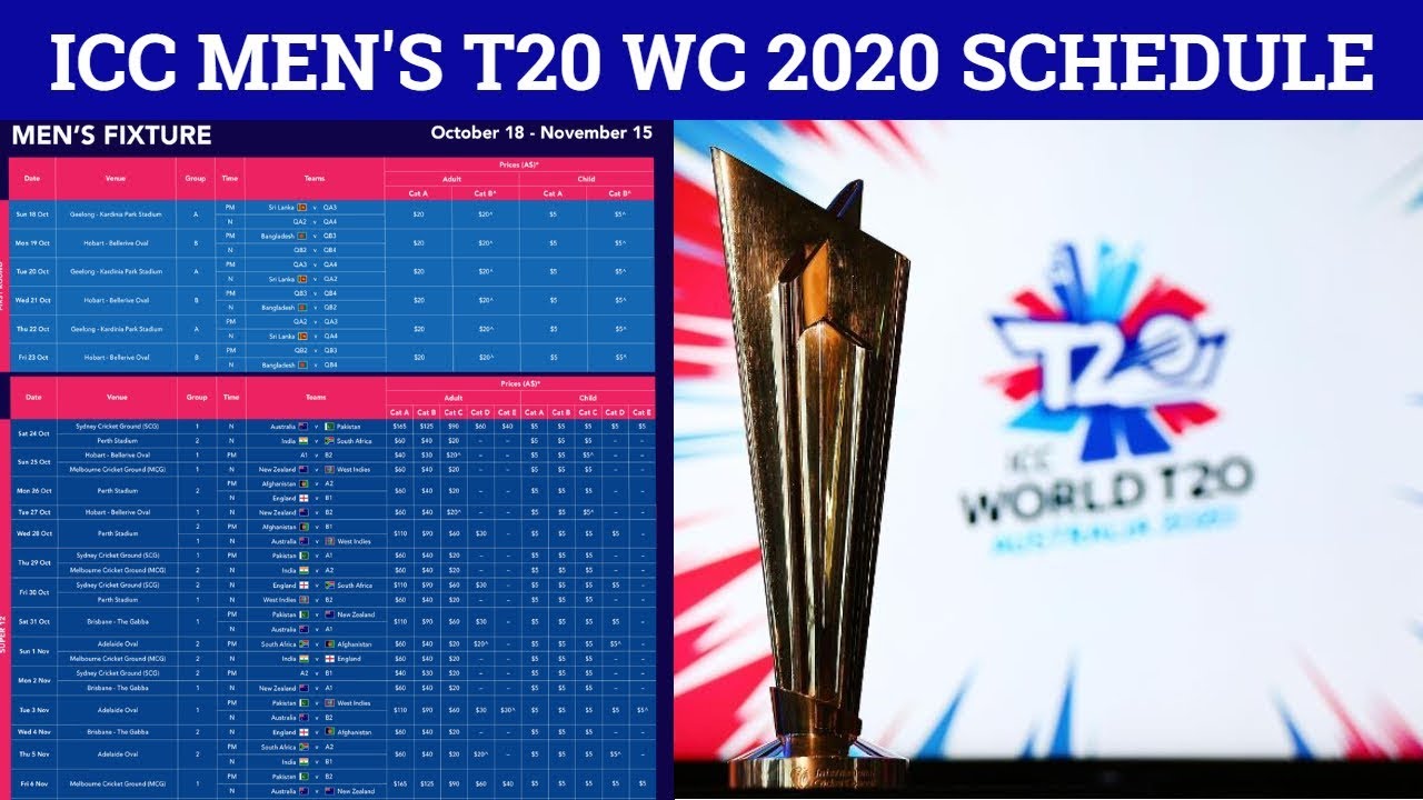 ICC MEN'S T20 WORLD CUP 2020 FULL SCHEDULE | ICC ANOUNCED SCHEDULE FOR ...