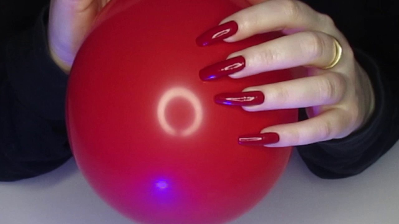 ASMR Balloons deflating & inflating 💅🏻Red Natural long nails - YouTube