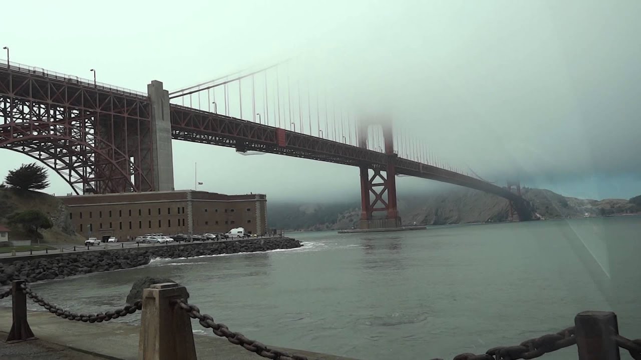 Fogged in Golden Gate Bridge with Fog Horn Sounding - YouTube