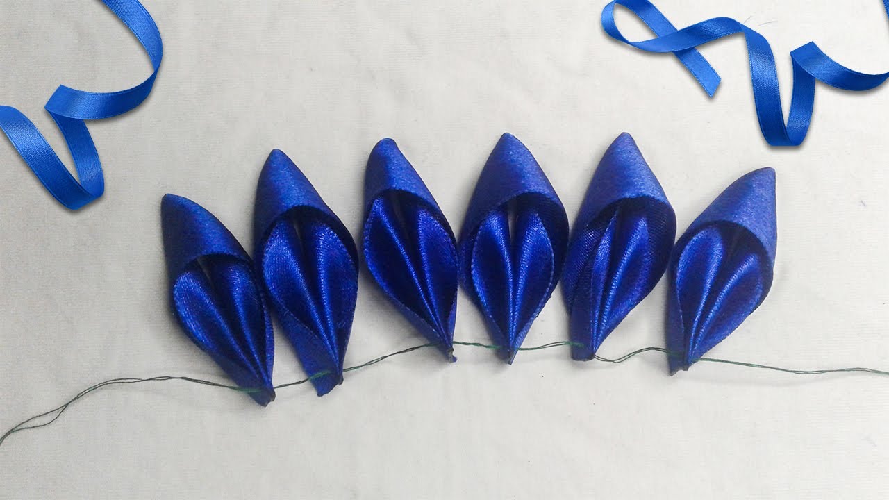 Amazing Blue Satin Ribbon flower Art | Design - 68 | SR Creative Ideas ...