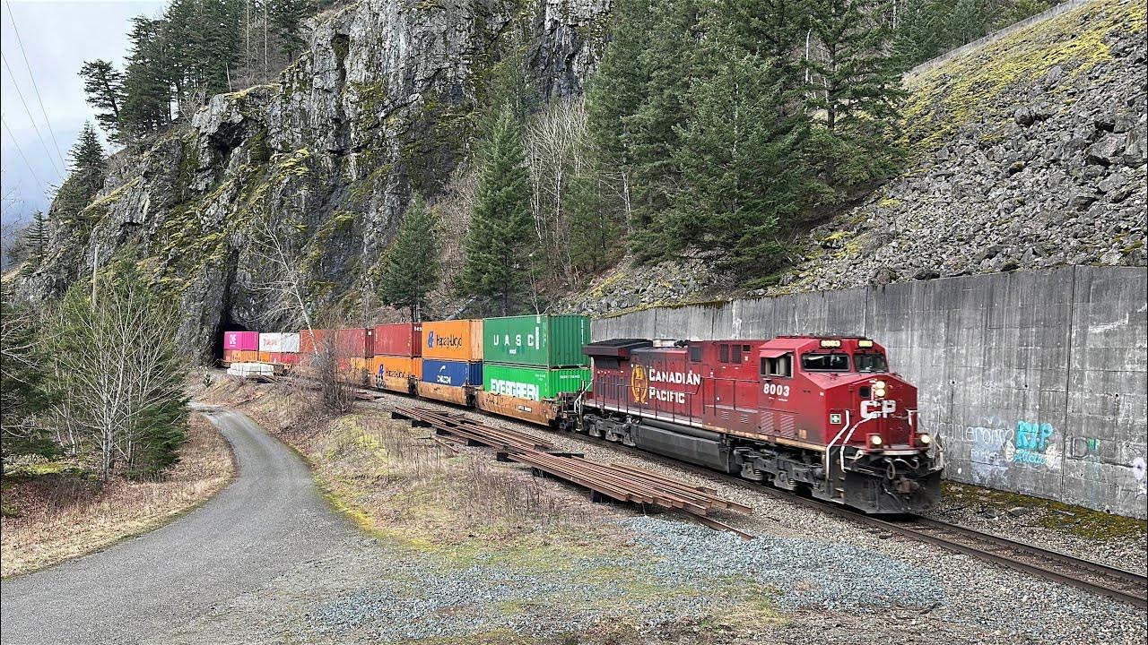 Out Of The Tunnel!!! CPKC 148 (Intermodal Train) @ Yale BC Canada 13MAR25 CP AC4400CWM 8003 ...