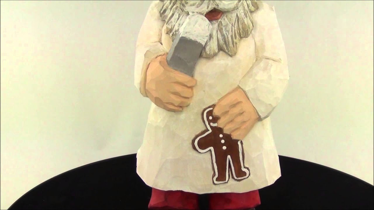 RS33 Russell Scott Wood Carving Chef Santa - YouTube