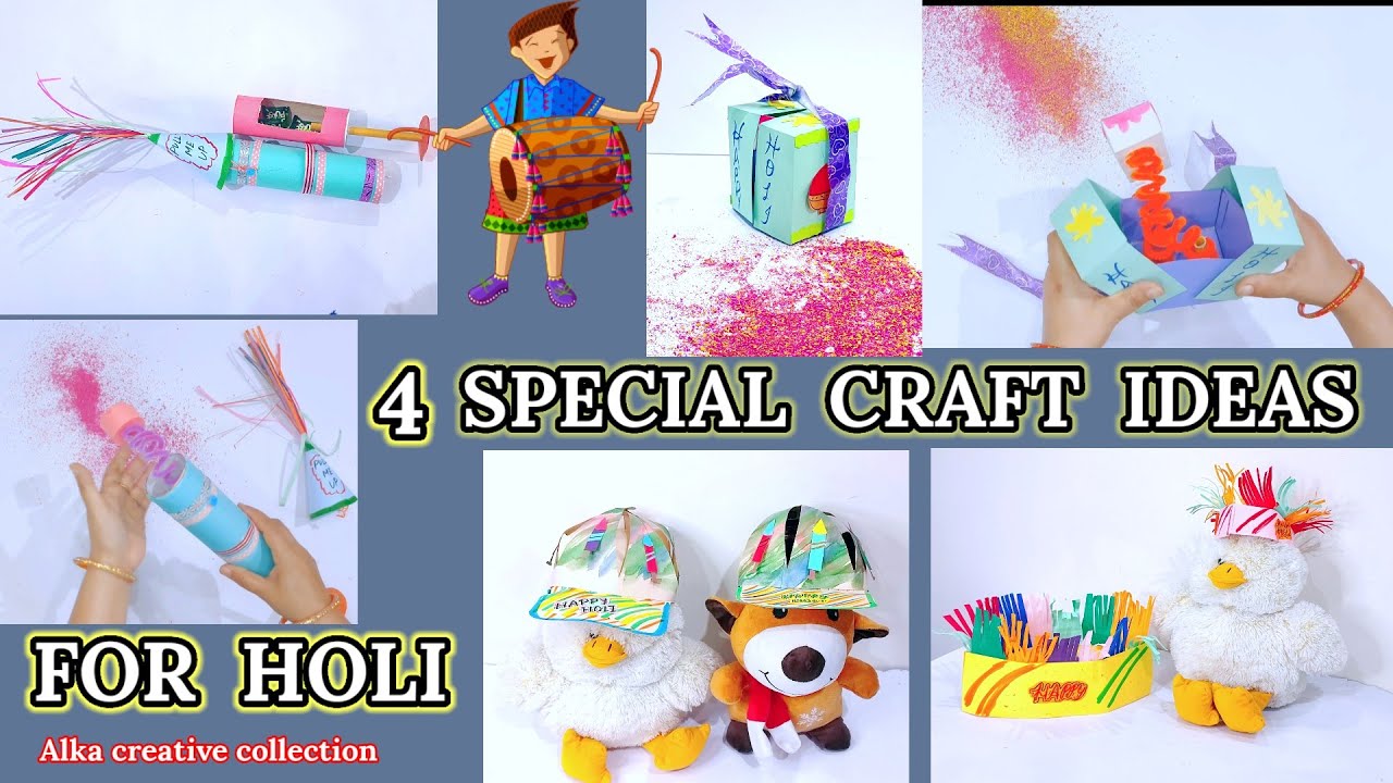 4 special craft ideas for Holi /Holi craft ideas /#diy #papercraft # ...