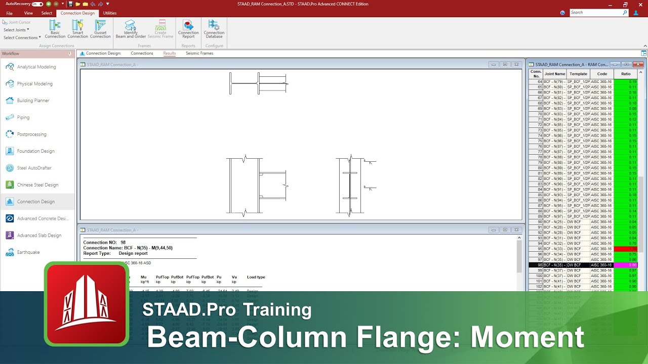 Designing Beam-Column Flange Connections for Moment in STAAD.Pro - YouTube