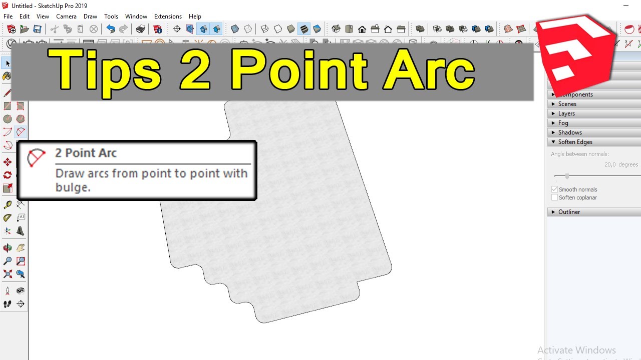 tips 2 point arc sketchup - YouTube