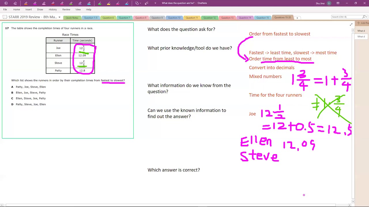STARR 2019 answers - 8th Math, Question 17 - YouTube