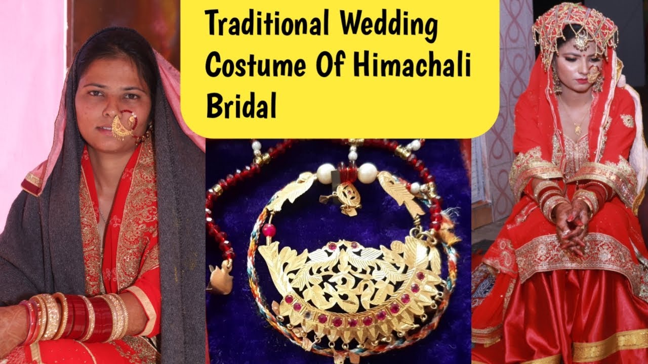 Traditional Wedding Costume Of Himachali Bridal| Ghagri A Traditional ...