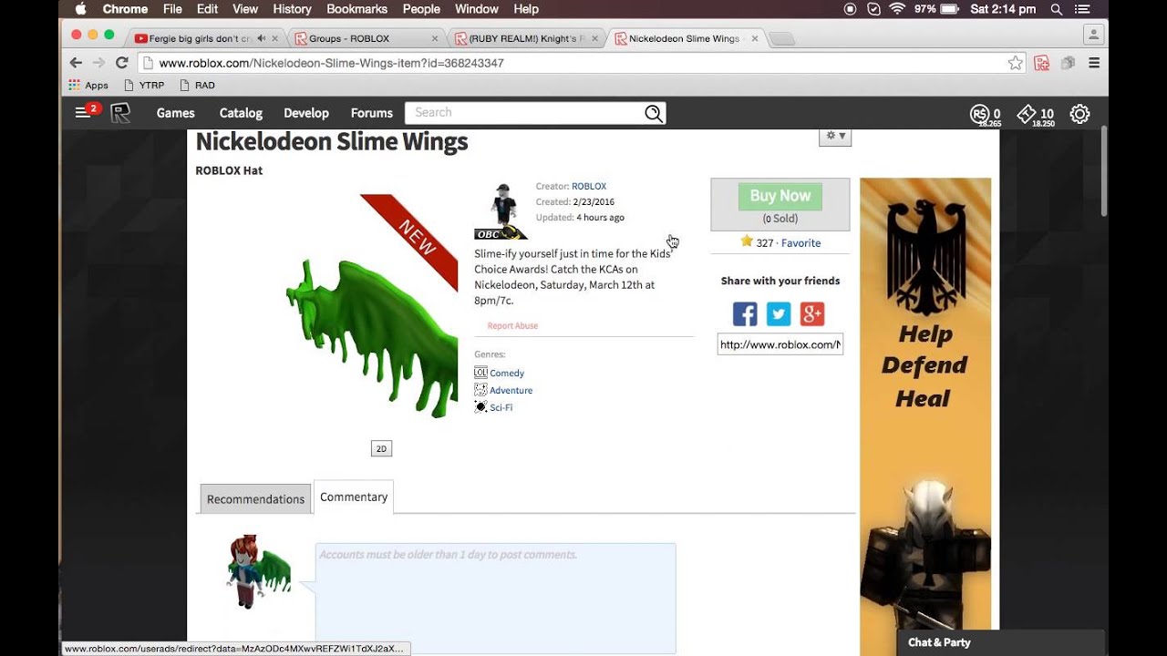 Roblox - Nickelodeon Slime Wings - YouTube
