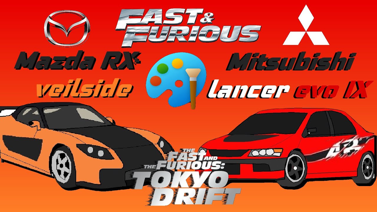 Mitsubishi lancer evo IX and Mazda RX7 veilside | DRAW From F&F | easy ...