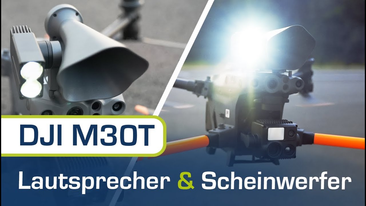 Test vom LAUTSPRECHER / SCHEINWERFER für die M30T DROHNE - YouTube