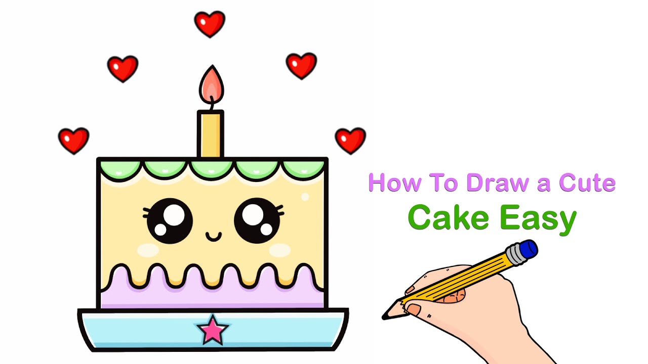 Draw a Cute Cake Easy | Draw Step By Step a Cute Cake Easy | Drawing a ...