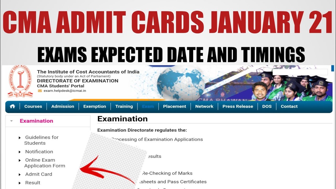 CMA ADMIT CARDS JANUARY 21 EXAMS EXPECTED DATE AND TIMINGS - YouTube