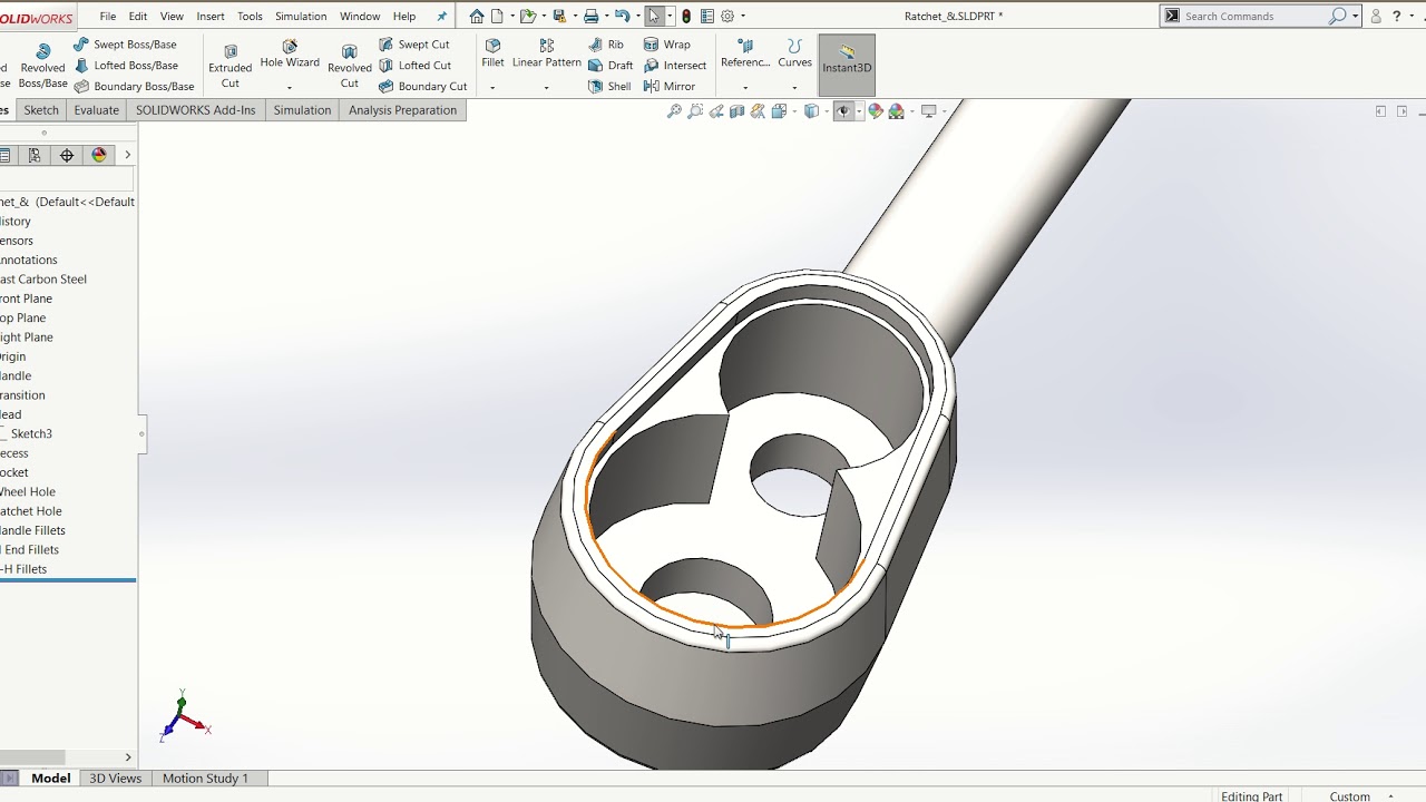 6. Mirror & offset entity, draft, fillets in solidworks - YouTube