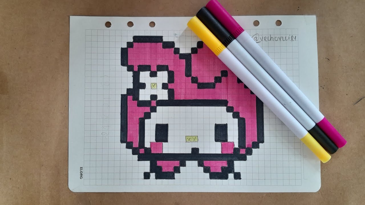 Vẽ Pixel Art #75: vẽ My Melody (mẫu 3) - YouTube
