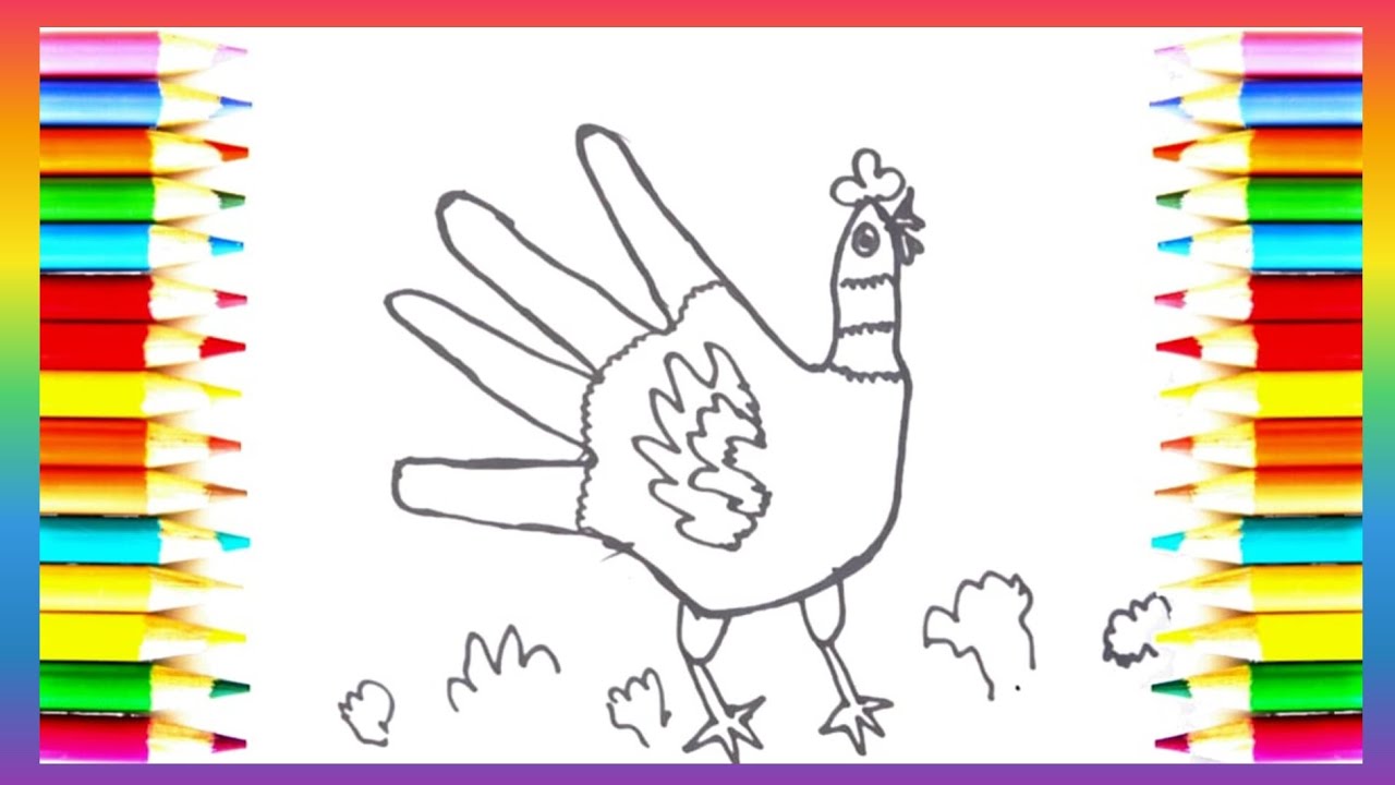 How to Draw a cute Colourful 🐔🐔Chicken 🐔 🐔 using Handprint | Drawing ...