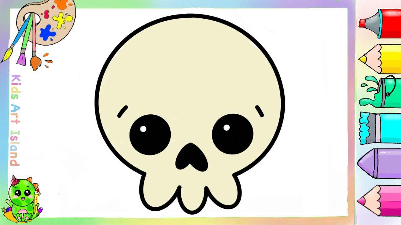 How to draw a skull for kids and toddlers easily - YouTube