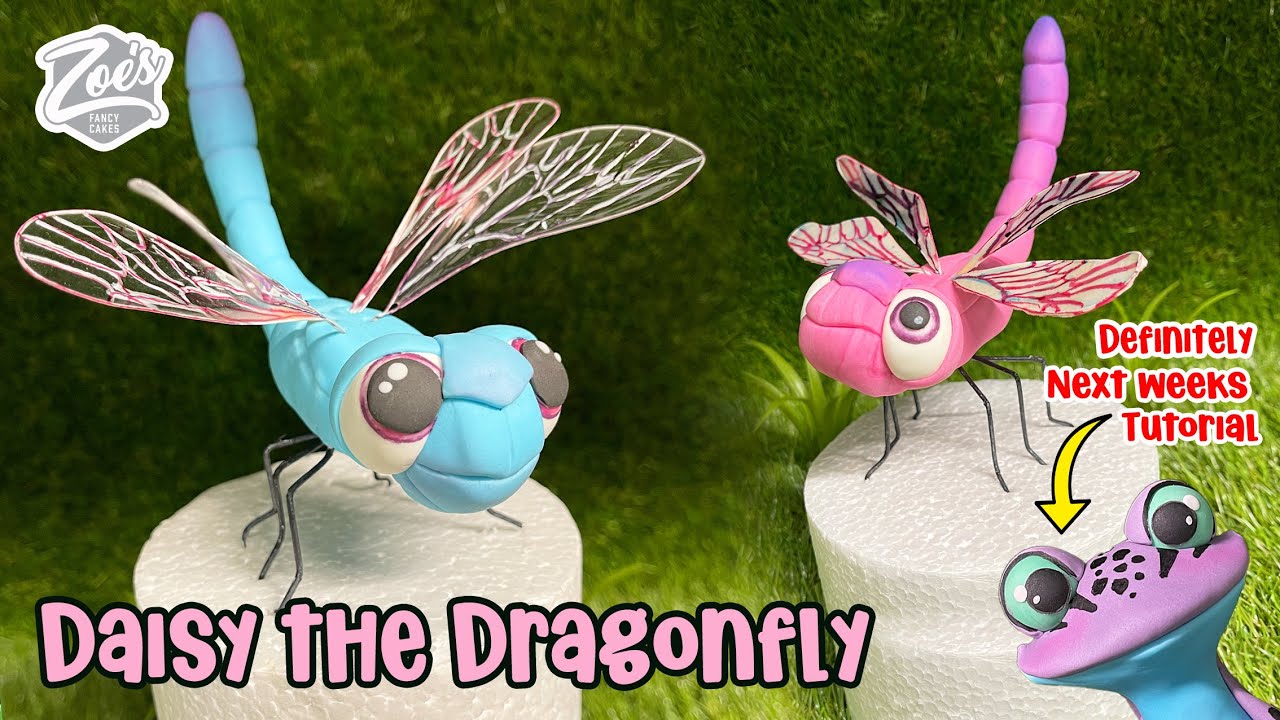 Super cute dragonfly cake topper tutorial! - YouTube